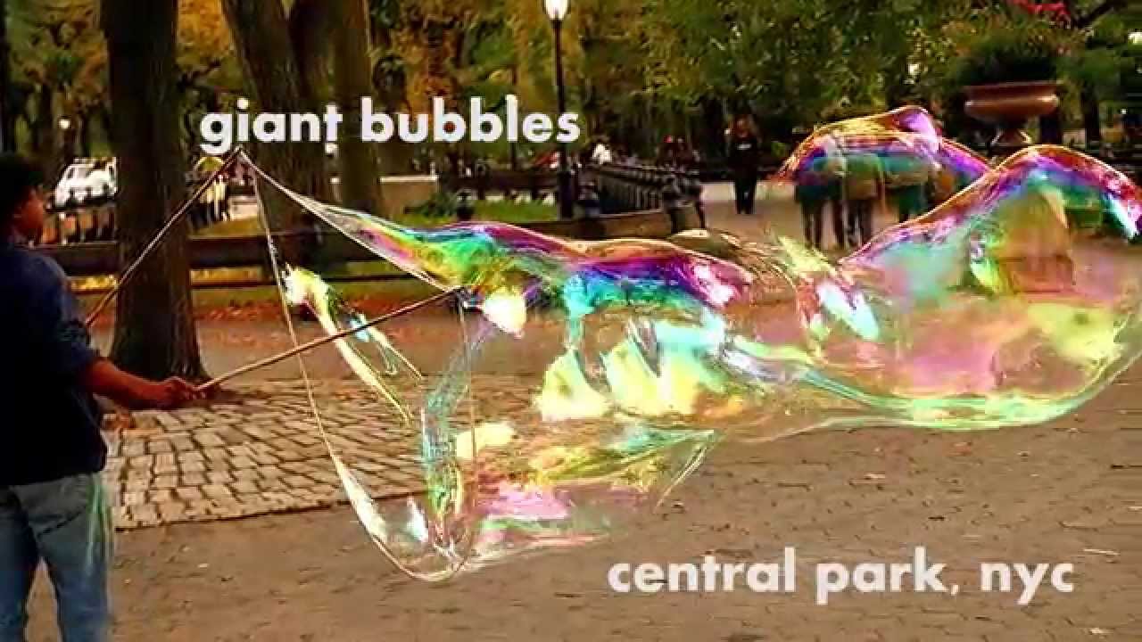Giant Bubbles in Central Park, NYC - YouTube