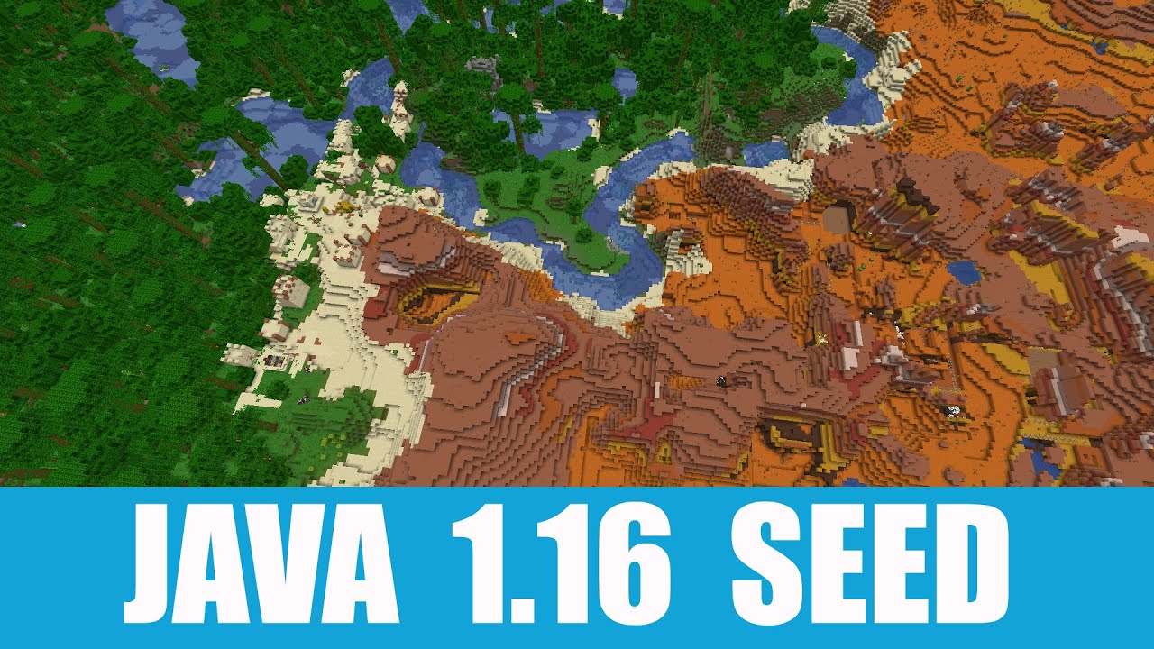 Minecraft Java 1.16 Seed: Desert village stands between jungle pyramid ...