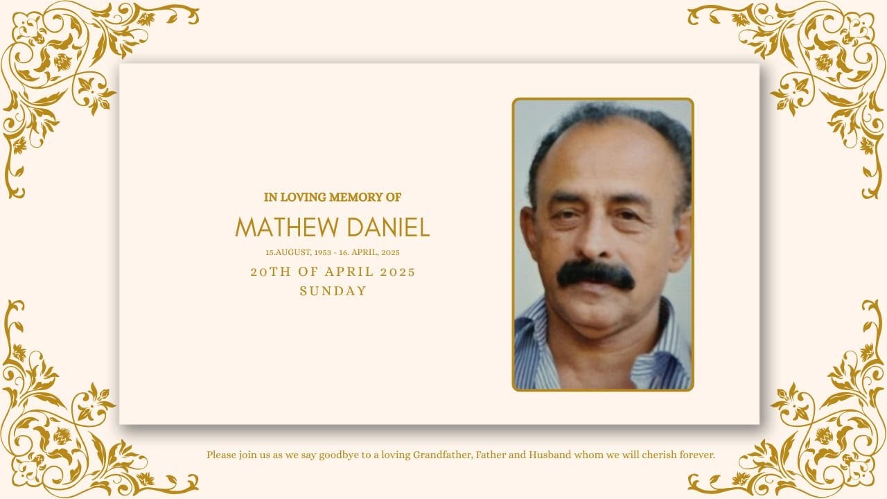 Funeral Service Mr Mathew Daniel ( Age 72 ) - YouTube