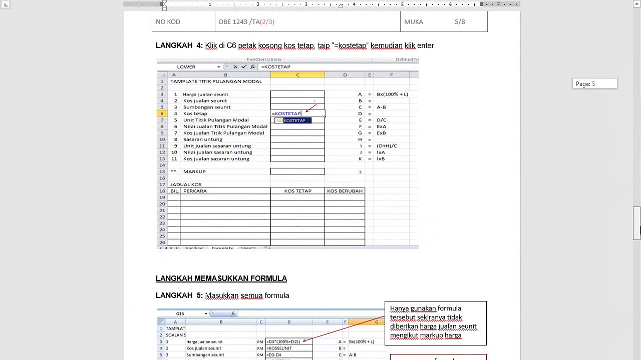 MENYEDIAKAN TITIK PULANG MODAL DENGAN MS EXCELL DENGAN MUDAH - YouTube