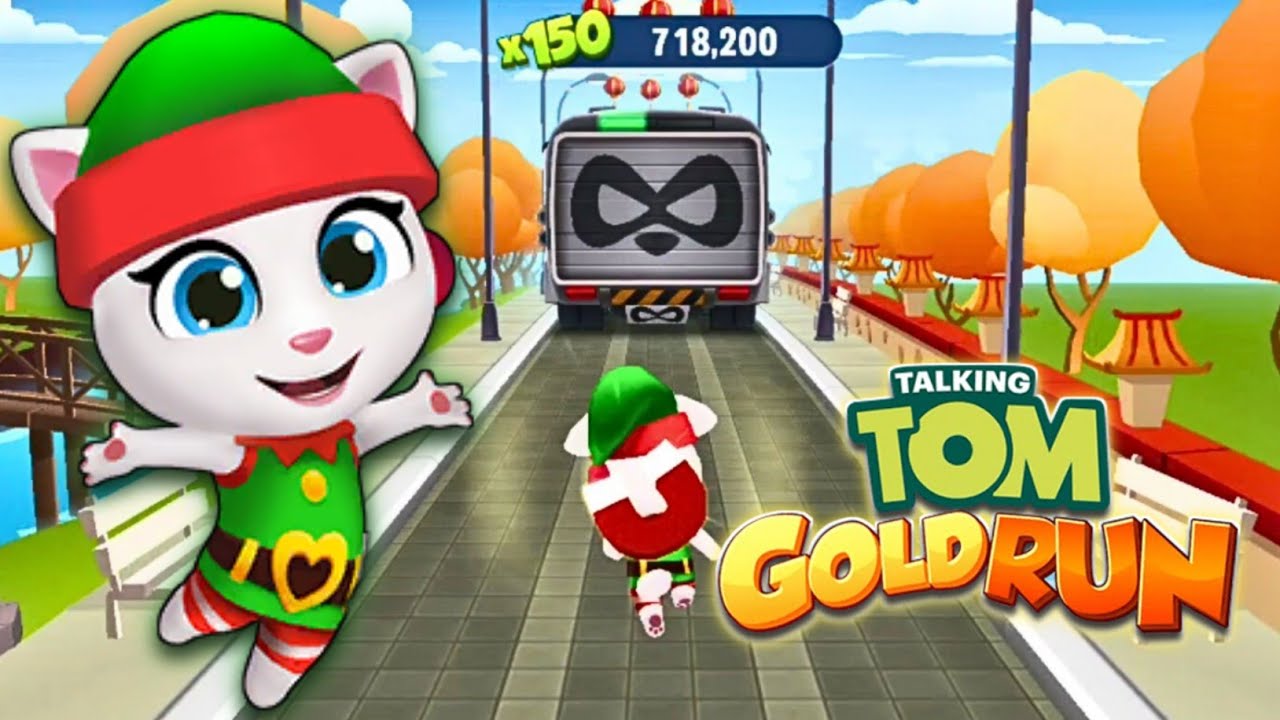Talking Tom Gold Run - ELF ANGELA (ANDROID GAMEPLAY) FULL SCREEN - YouTube
