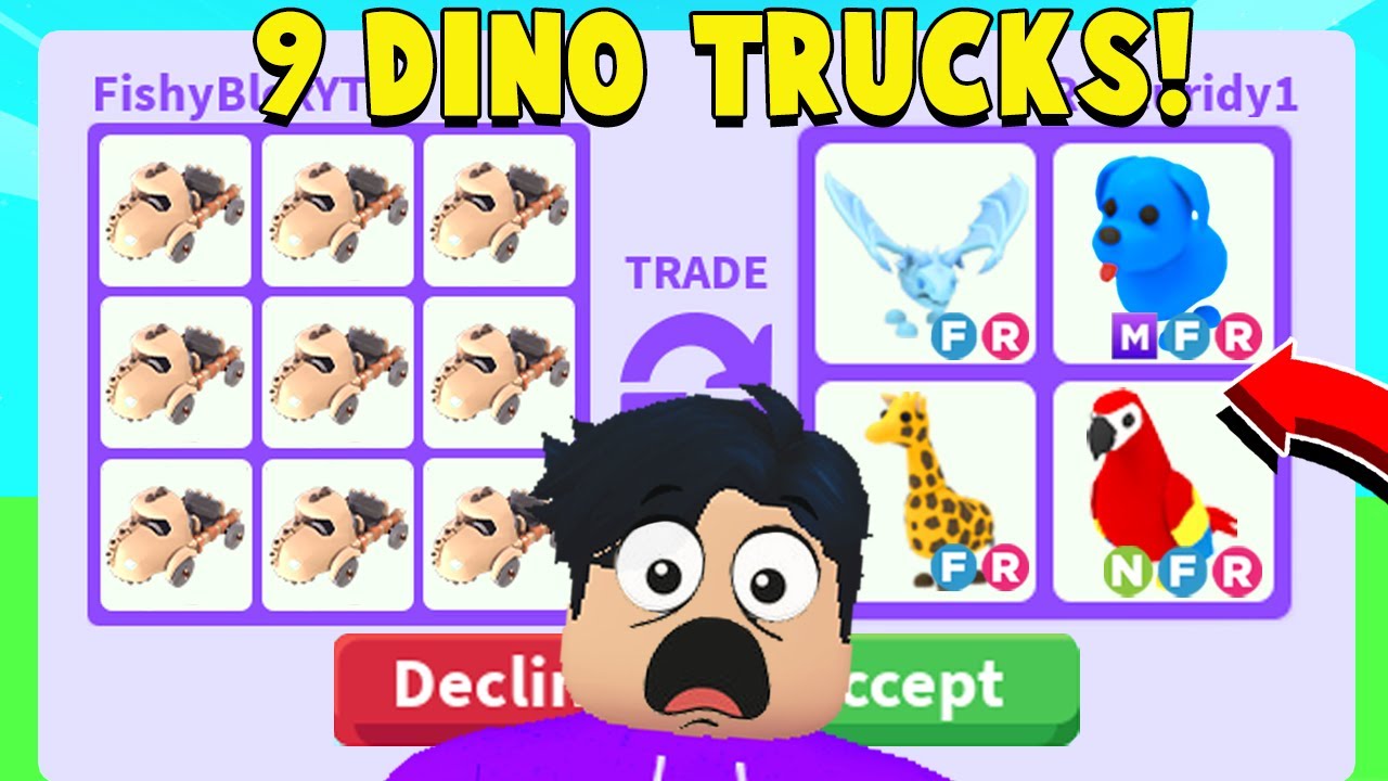 Trading 9 NEW DINO TRUCKS in RICH Adopt Me Servers! - YouTube