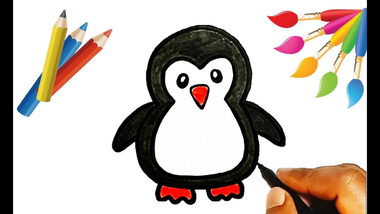 HOW TO DRAW A PENGUIN 🐧 EASY | STEP BY STEP | SIMPLE CARTOON DRAWING ...