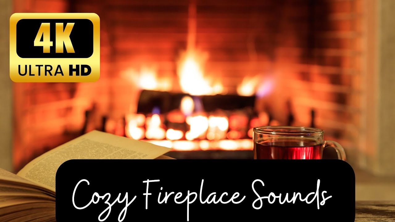 4K Fireplace Ambience | No ads | Fireplace with Burning Logs and ...