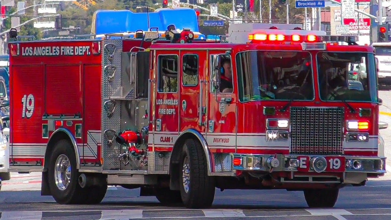LAFD Engine 19 & Rescue 19 Responding - YouTube