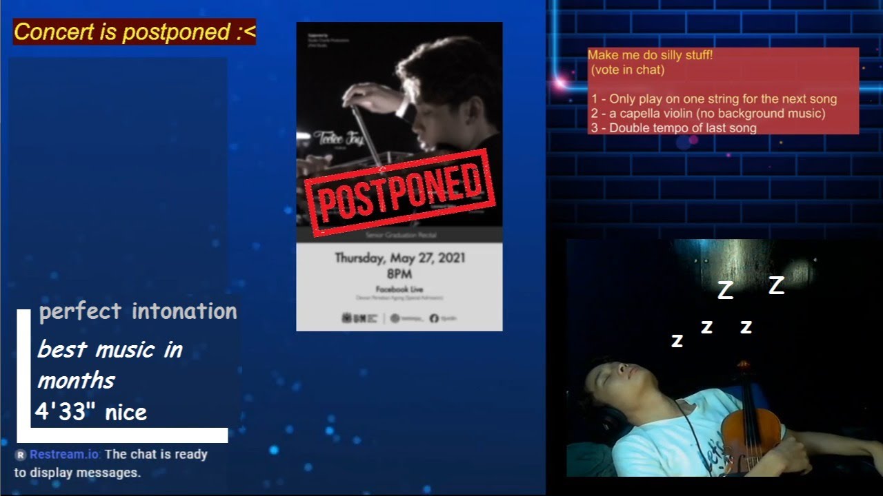 Violin streamer falls asleep on stream due to lack of sleep (Livestream ...