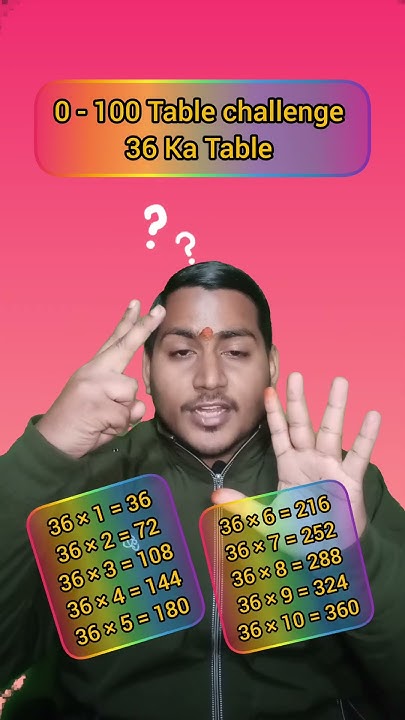36 ka Table ( 0 - 100 Table challenge) - YouTube
