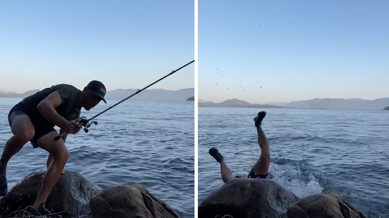 Epic fishing fail gloriously caught on camera - YouTube