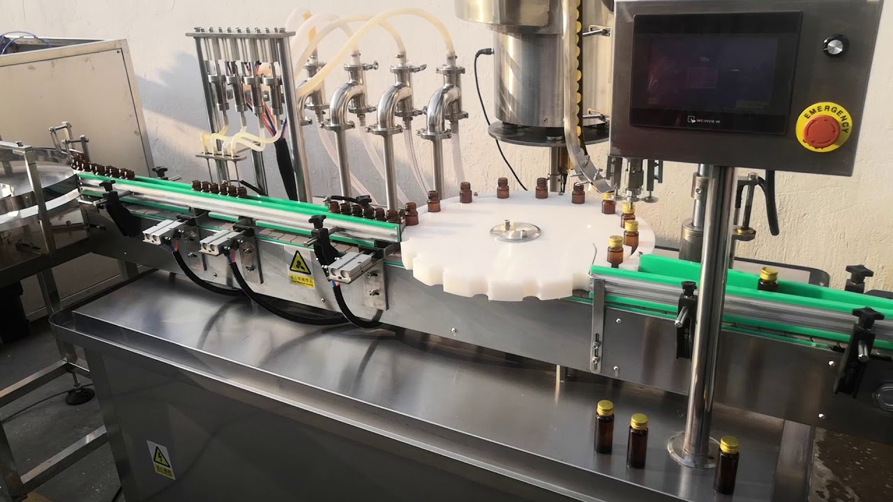 Linear filling Metal cap capping machine - YouTube