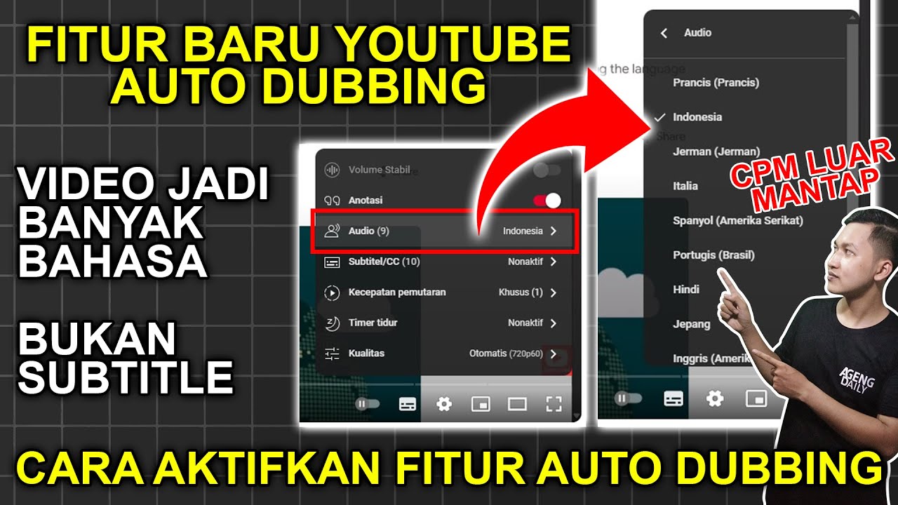 Cara Aktifkan Fitur Auto Dubbing Youtube | Fitur Baru Youtube Auto ...