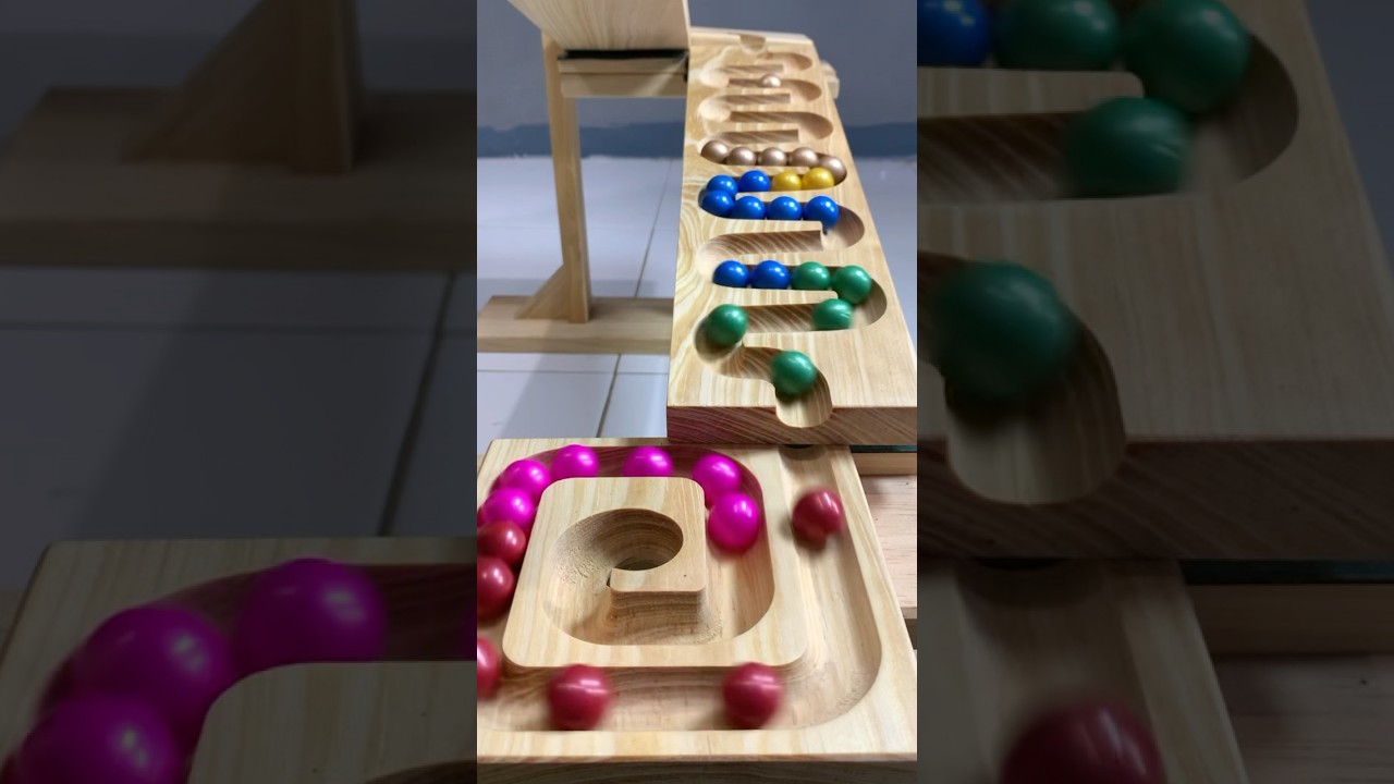 Marble run race | marble racing competition on a wooden board part 5 ...