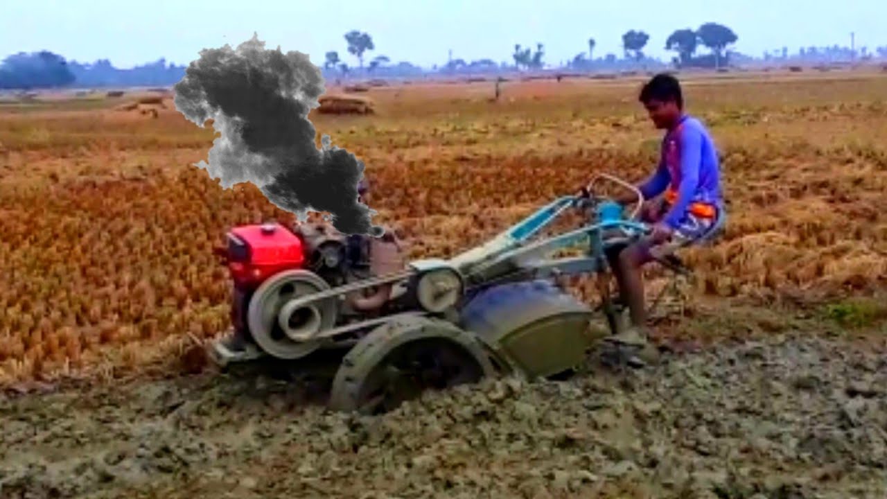 Power Tiller Accident in deep mud. - YouTube