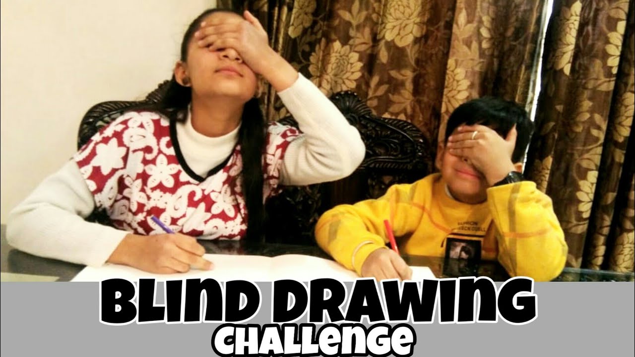 BLIND DRAWING CHALLENGE/DRAWING/FUN/CHEATING - YouTube