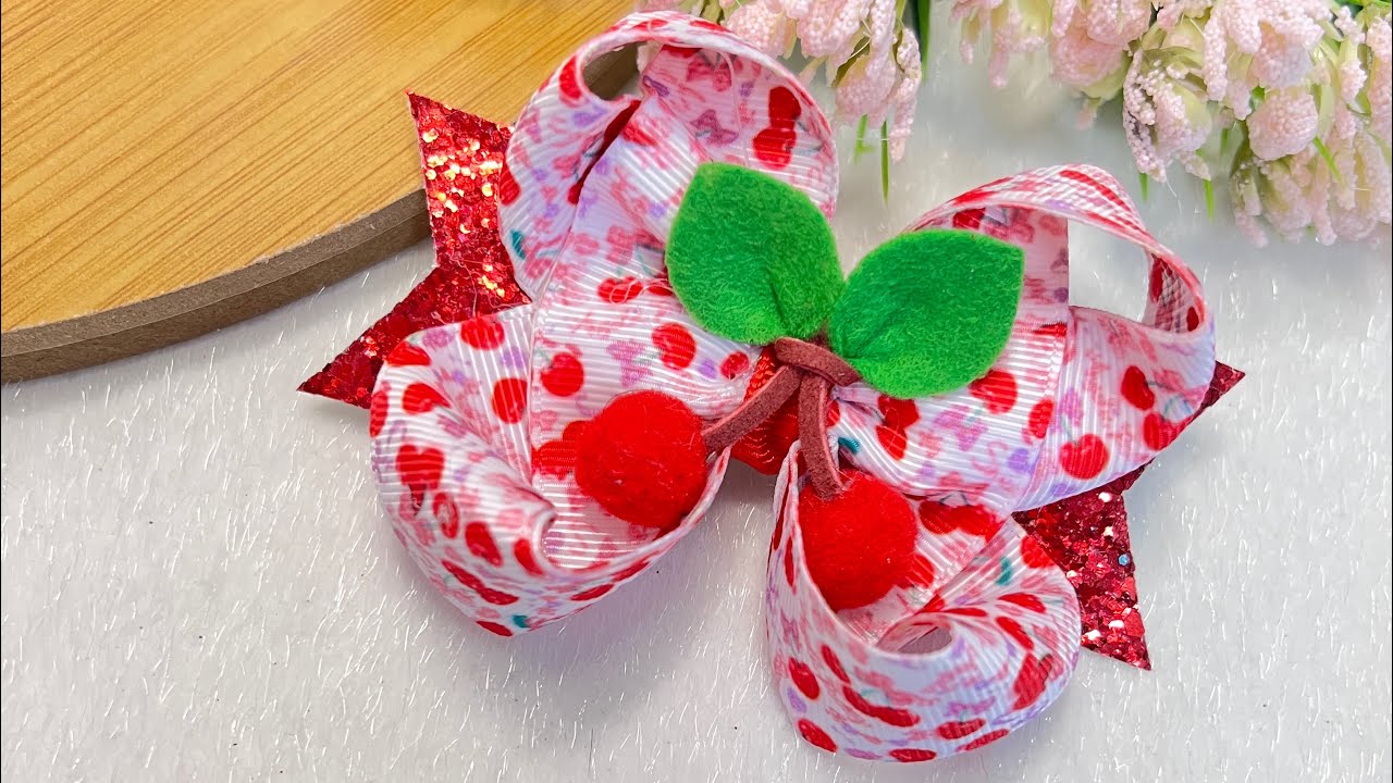 Easy Diy Ribbon Cherry - YouTube
