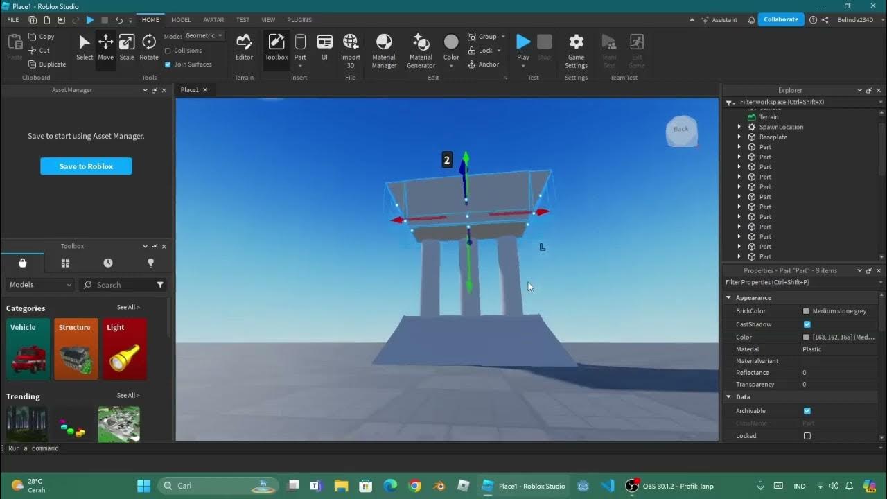 Tutorial Dasar-dasar 3D Building/Modeling di Roblox Studio Bagian 2 - YouTube