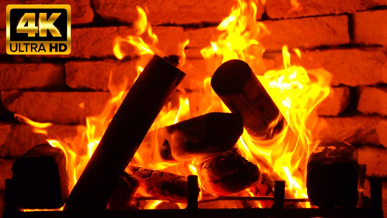 Warm Fireplace Burning for Relaxation🔥Cozy Fireplace 4K & Crackling ...