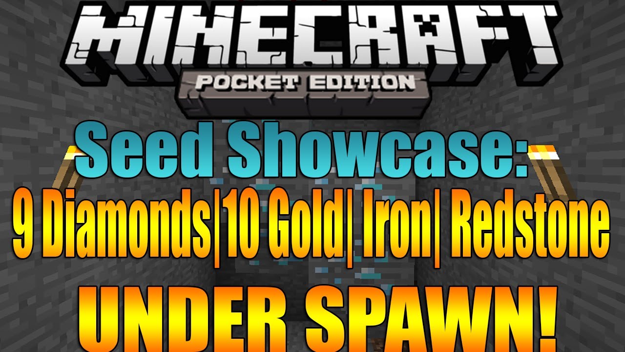 9 DIAMONDS|10 GOLD| IRON| REDSTONE UNDER SPAWN! - Minecraft: Pocket ...