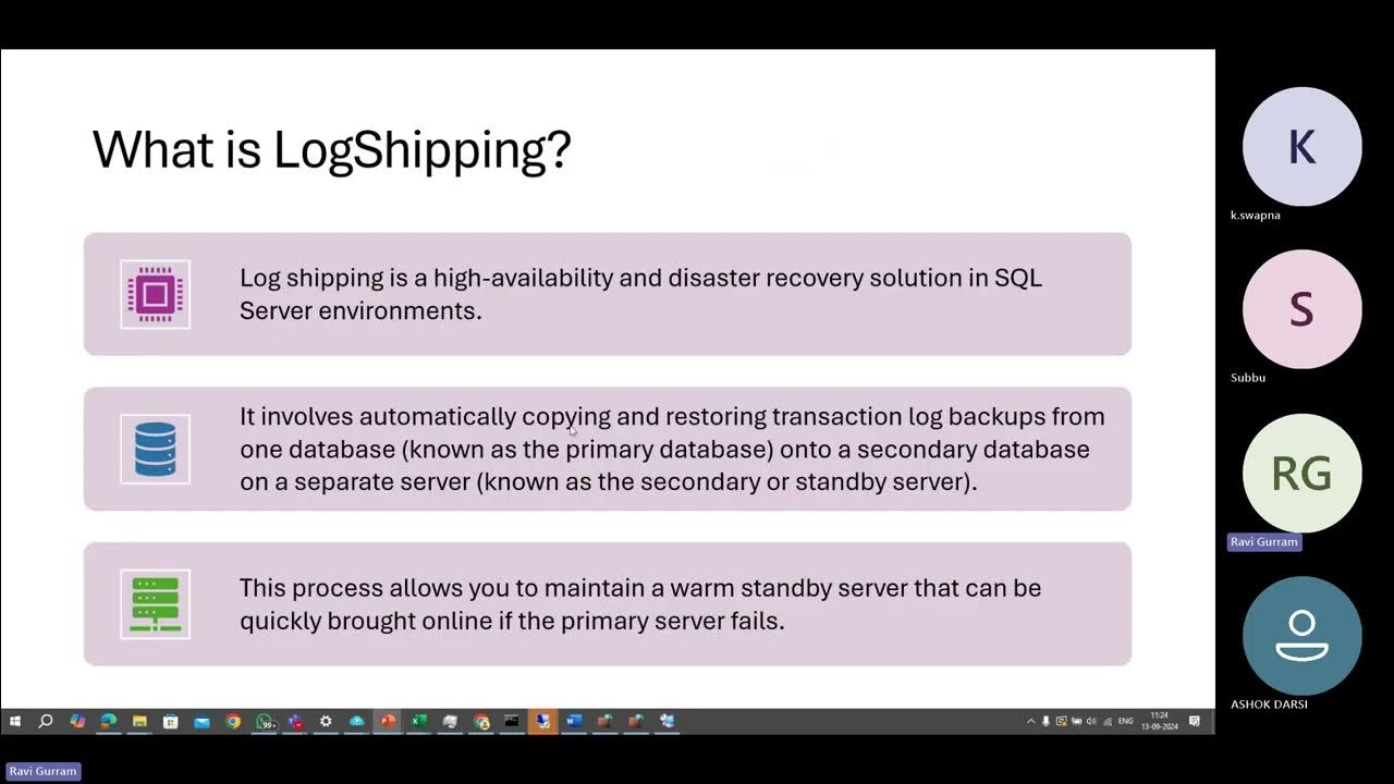 36 SQL Server DBA B31 20240913 Log Shipping Part I - YouTube
