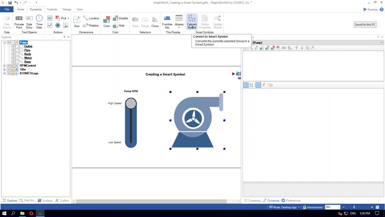 Iconics GraphWorx Symbol 4 Creating a Smart Symbol - YouTube