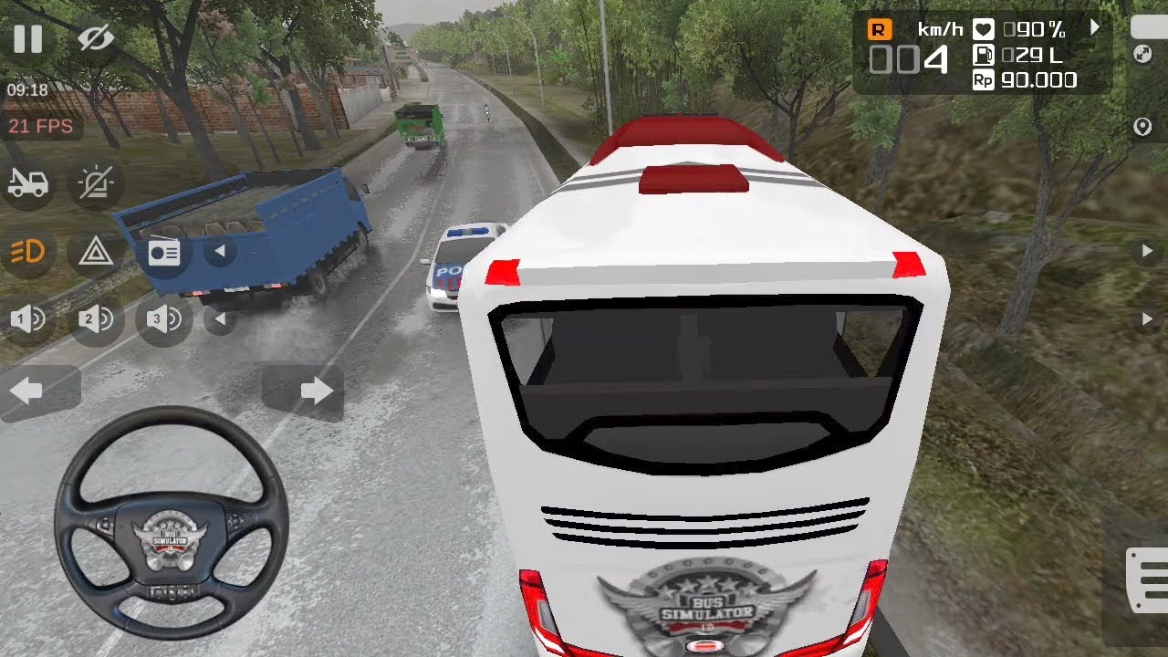 Full lighting bus driving with new driver indonesia bus simulator ...