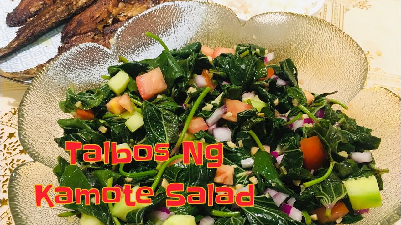 TALBOS NG KAMOTE SALAD l CAMOTE TOPS SALAD - YouTube