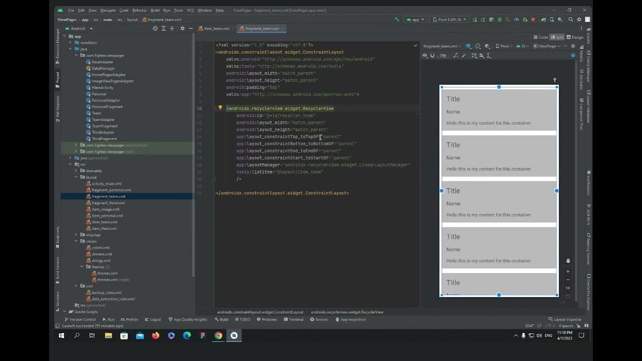 View Pager with recyclerView - YouTube
