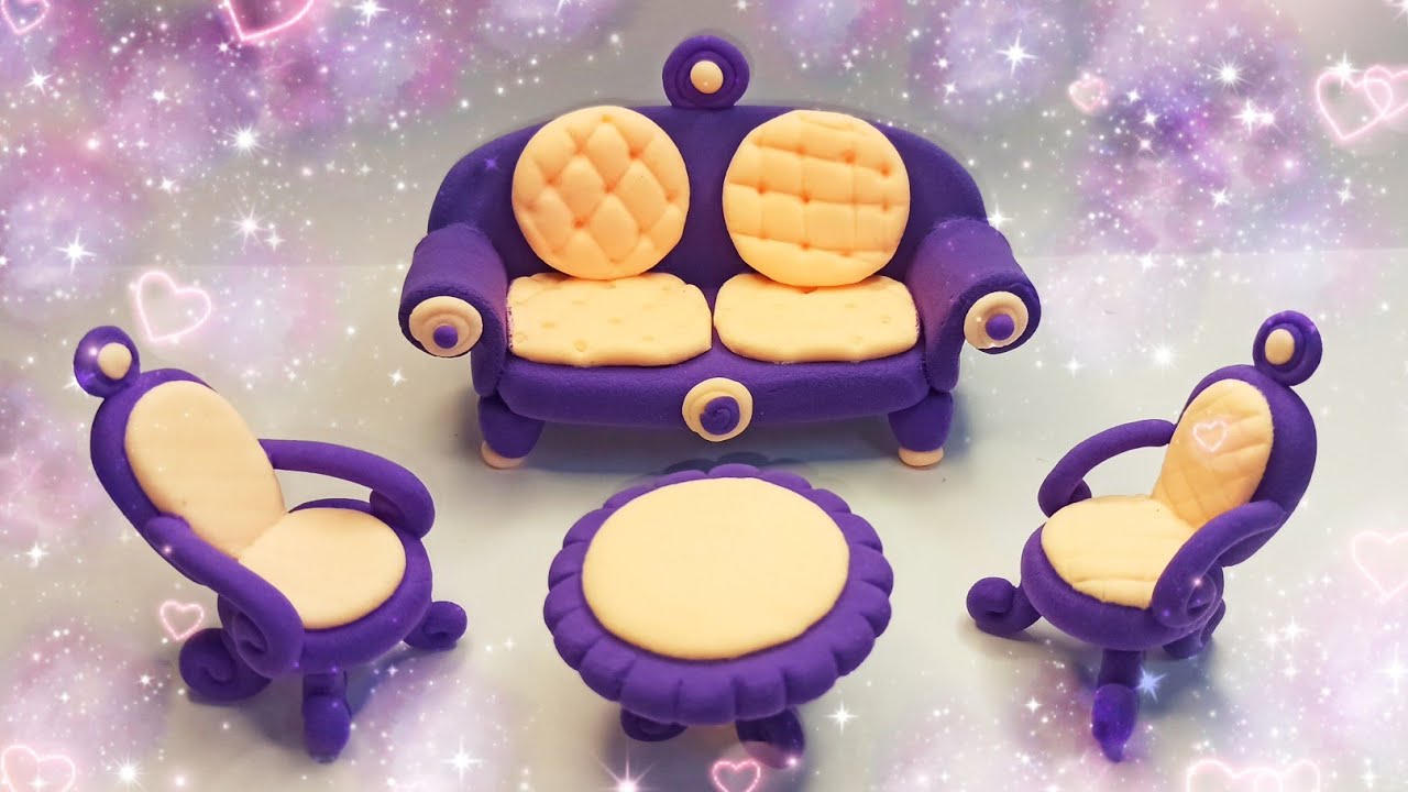 DIY How to Make Polymer Clay Miniature Furniture Set | Mini Table ...