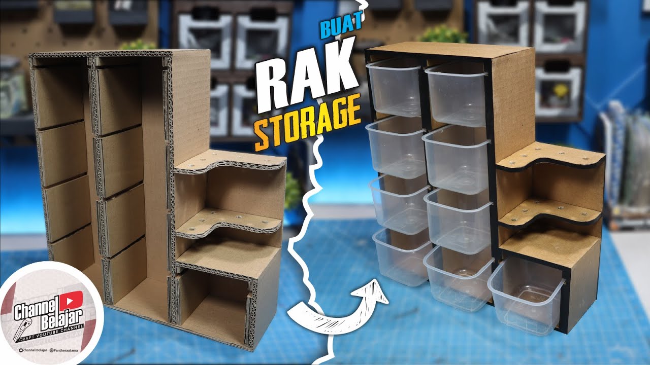 UBAH KARDUS BEKAS MENJADI RAK PENYIMPANAN - YouTube