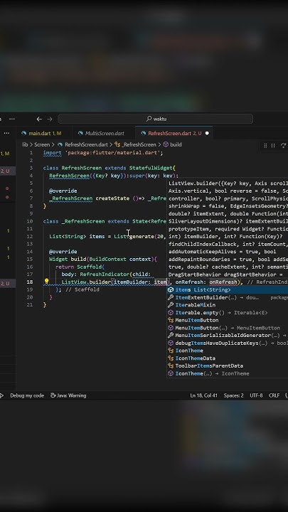 CARA MEMBUAT REFRESH INDICATOR DI FLUTTER #coding #flutter #responsiveui #programming # ...
