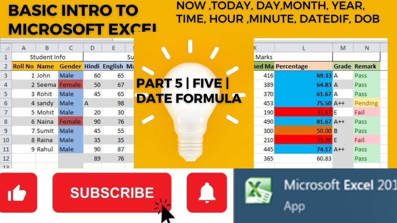 M S Excel Date Formula Excel For Freshers In Hindi Excel Tutorial m-s-excel-date-formula-excel-for-freshers-in-hindi-excel-tutorial