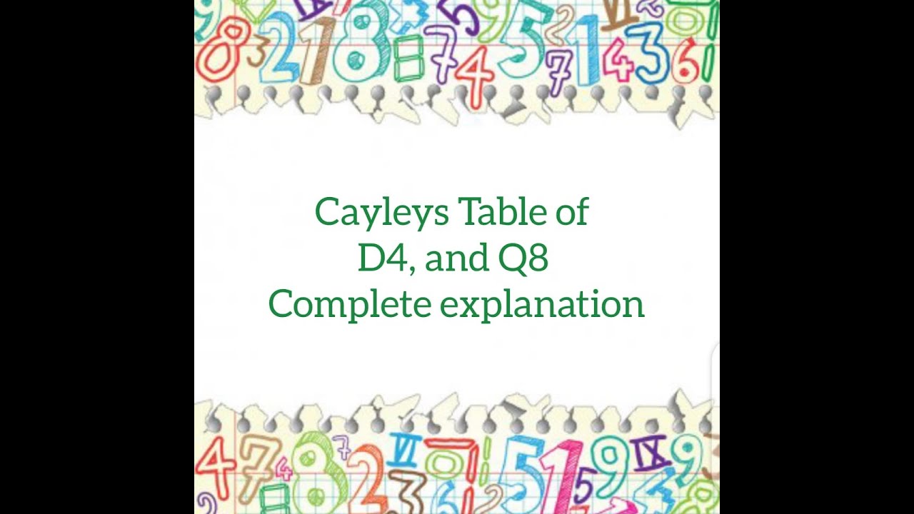Cayleys table of D4 group and Q8 group.... - YouTube