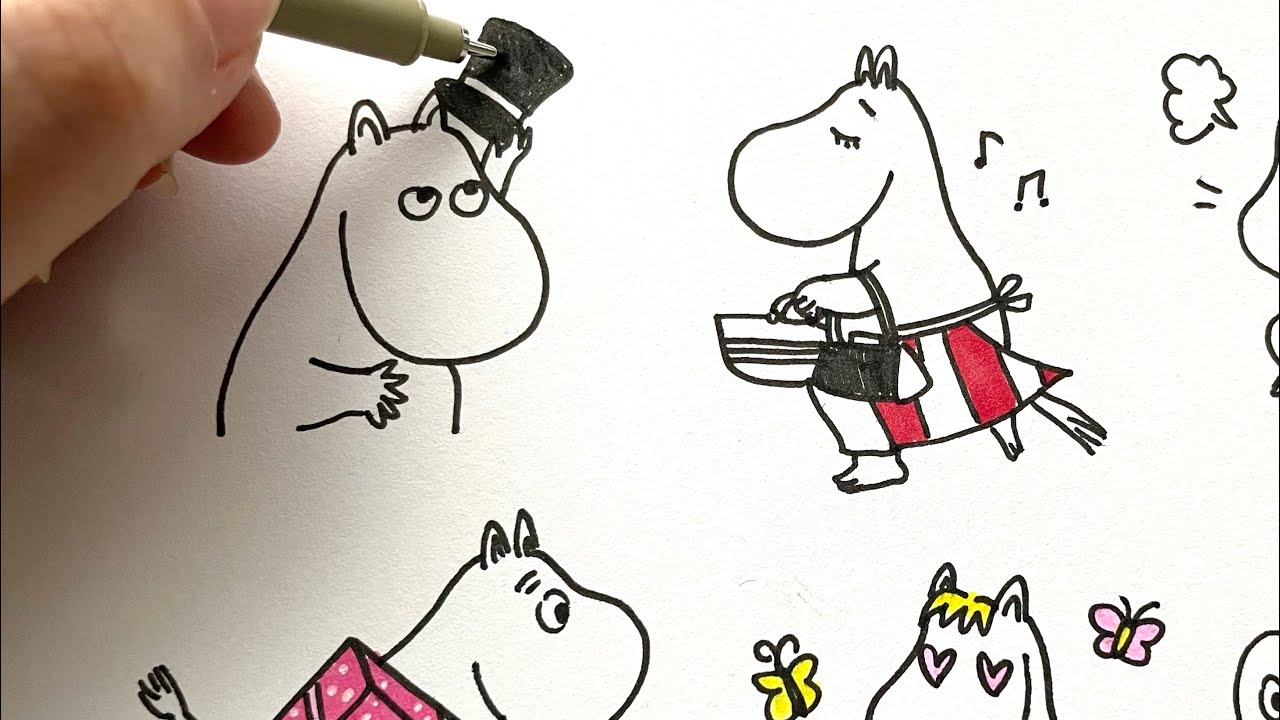 [다꾸 캐릭터] 무민 캐릭터 그리기/ 무민 가족/ How to draw Moomin characters 🏻 - YouTube