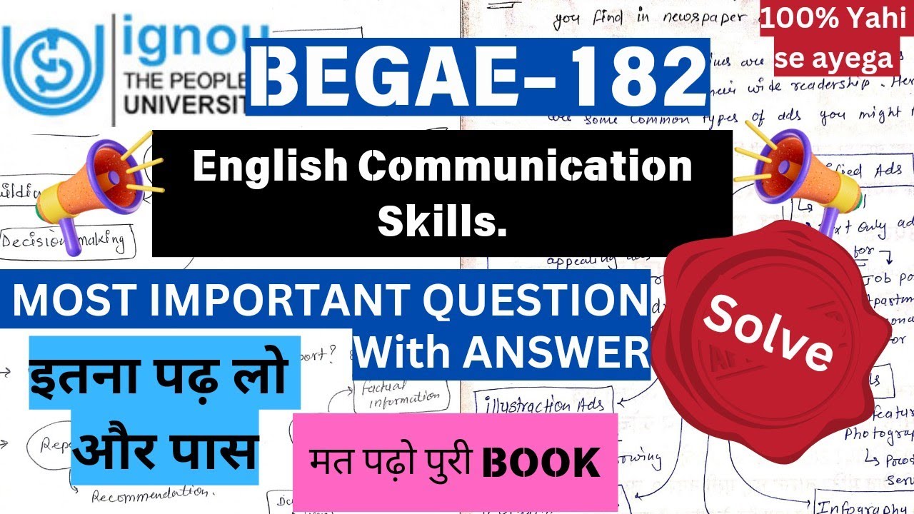 BEGAE-182 English Communication Skills| Dec, 2024||Important Question ...