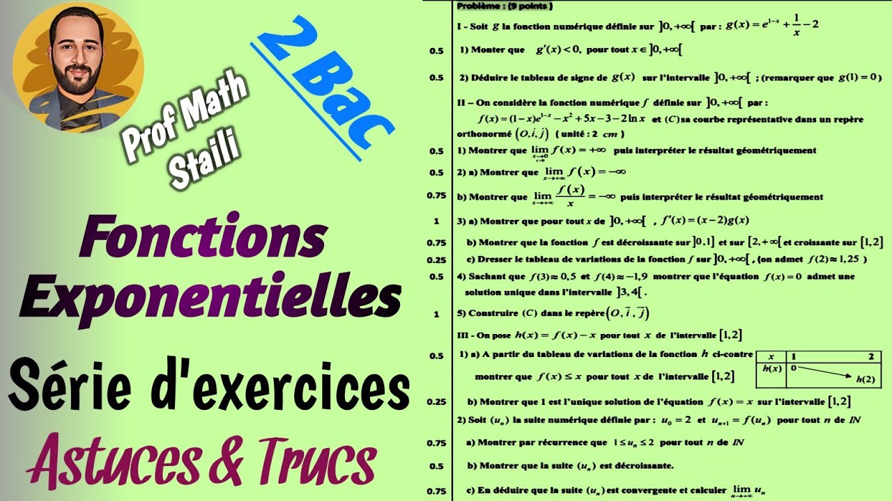 Rattrapage (2020) 2 Bac Biof | Maths : Fonctions exponentielles - YouTube