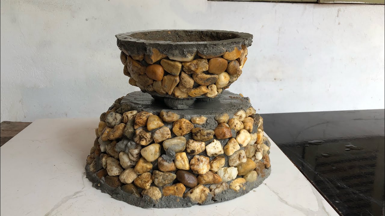 1000 Craft Ideas | Diy.How To Make A Beautiful Pebble Flower Pot - YouTube