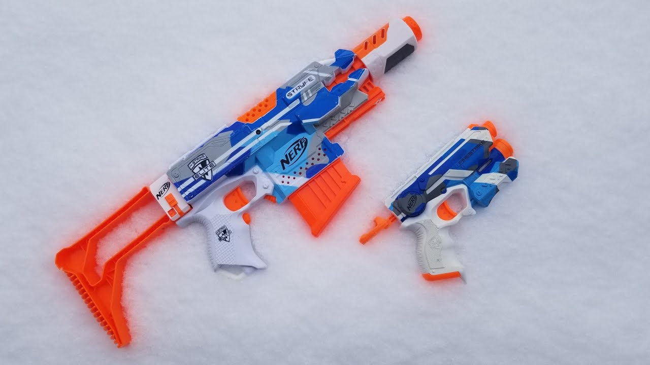 Nerf FPS: Nerf Stryfe and Firestrike in the Snow - YouTube