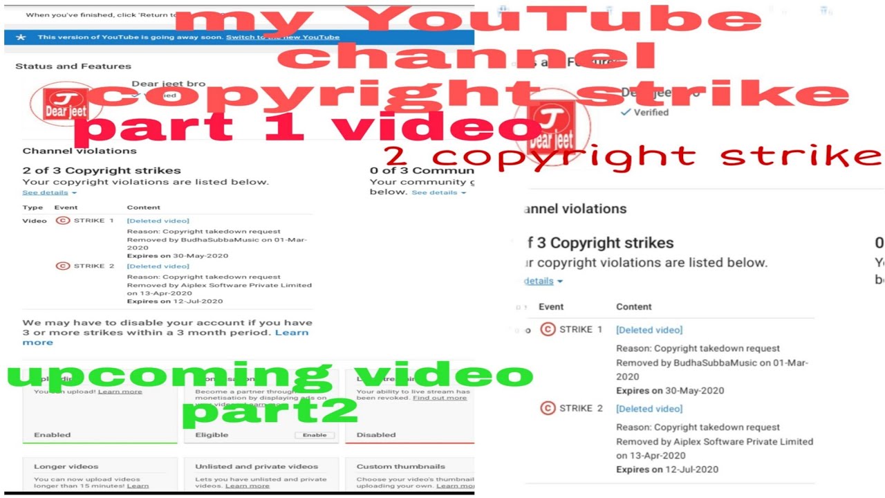 My channel copyright strike part 1 video upcoming video part2 - YouTube