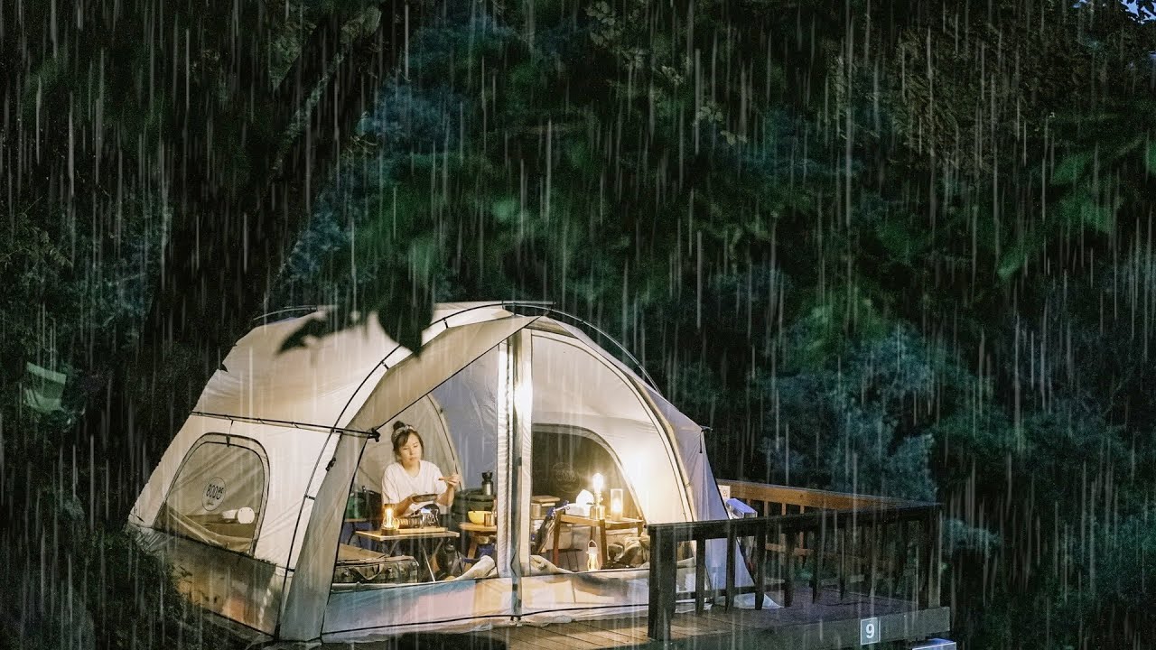 [CAMPING in the RAIN] New tent and rain camping, camping asmr, Relaxing ...
