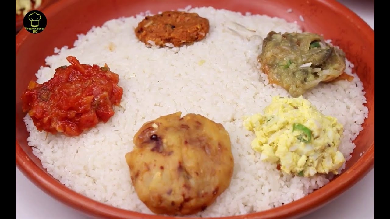Khuder Bhat Recipe ॥ Bangladeshi Vorta Recipe ॥ খুদের ভাত/বউ ভাত সাথে ৫ ...
