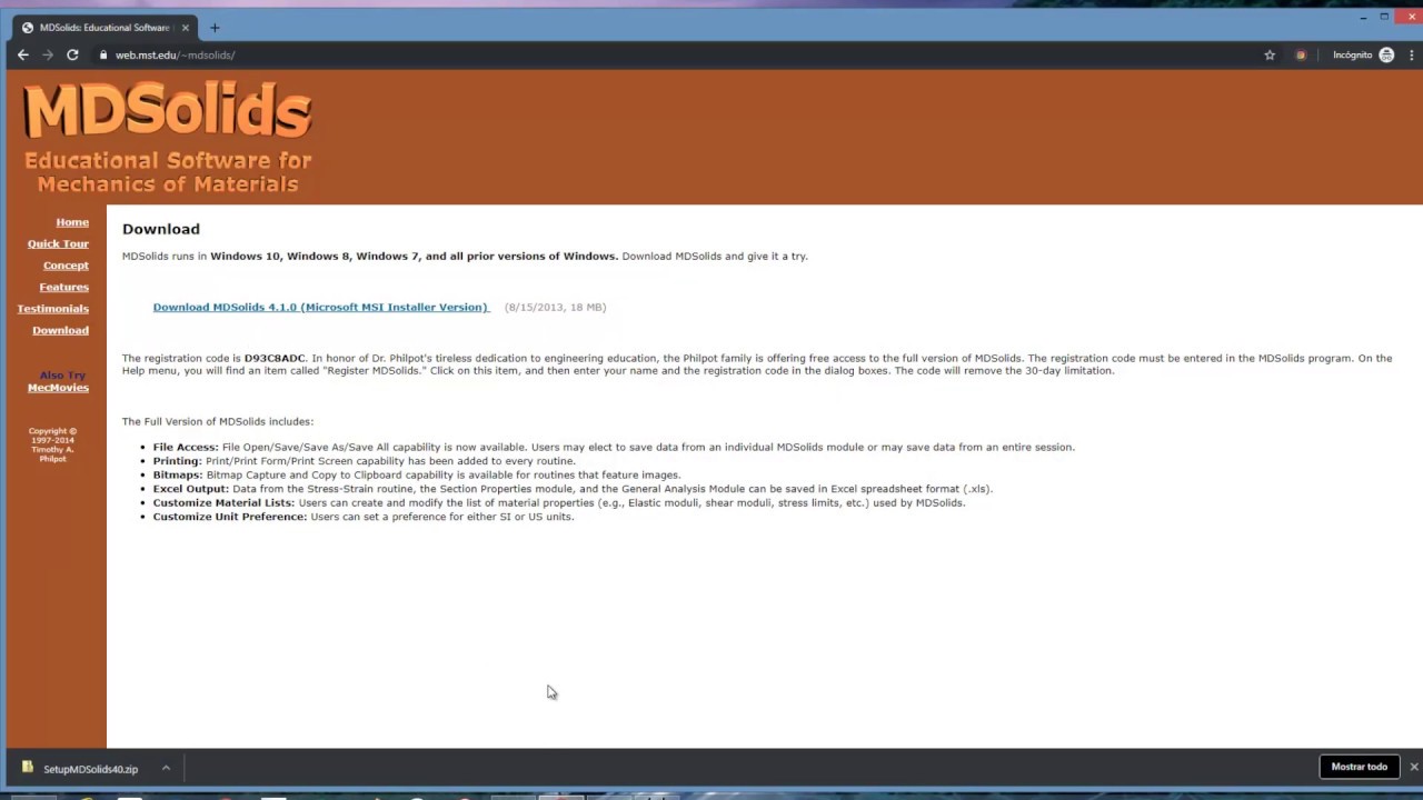 Instalación y activación de MDSolids 4.0 - YouTube