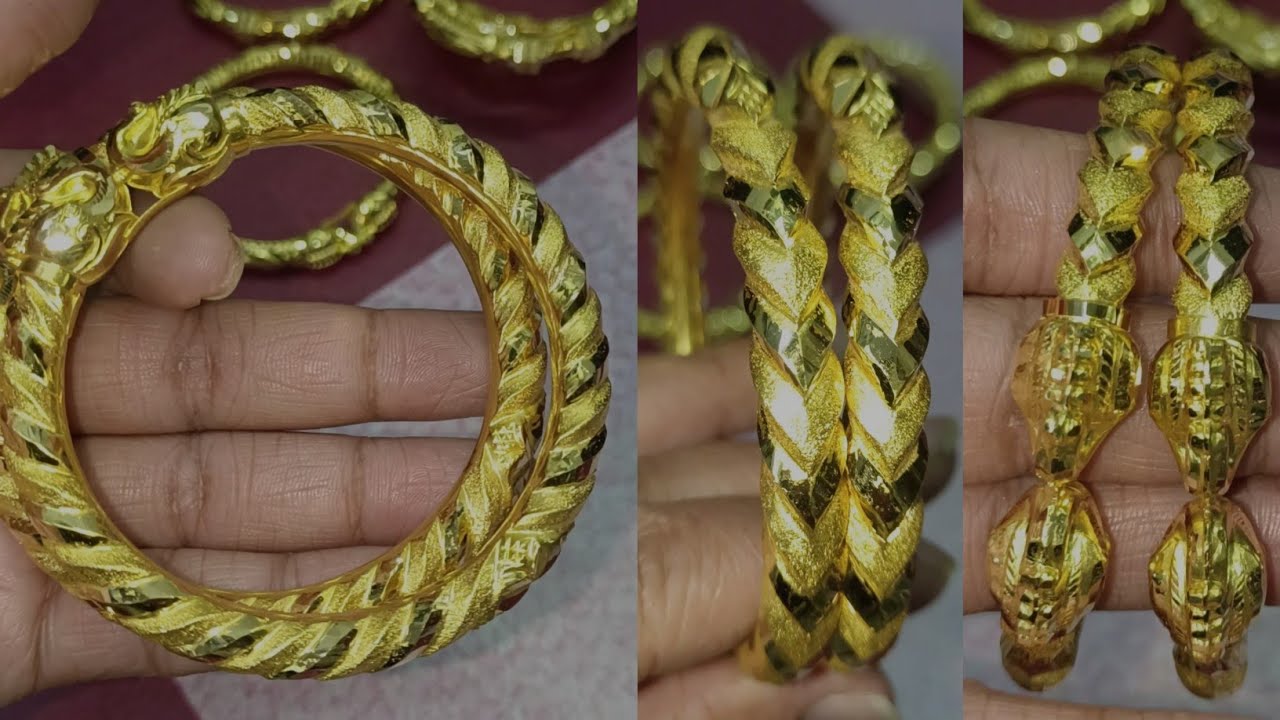 Gold design pipe bangel 22k gold bangel design with weight and price ...