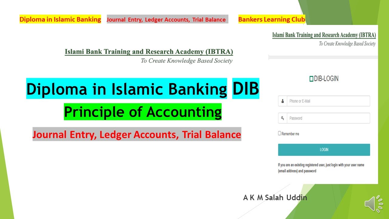 Diploma in Islamic Banking,DIB,Journal, Ledger A/C,Trial Balance ...