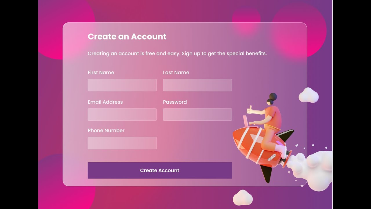 How to make simple glass ui sign up form with Figma. - YouTube