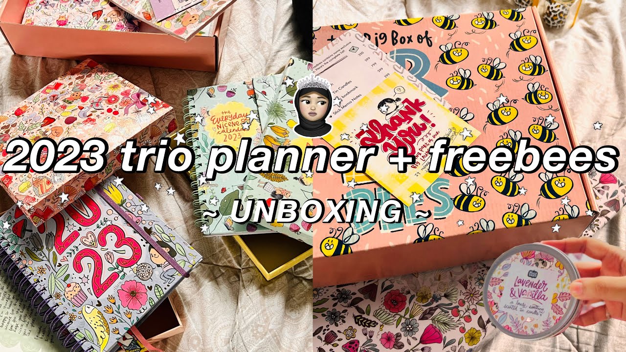 Alicia Souza 2023 trio PLANNER 🏻+ big bix of FREEBEES🫶🏻 // unboxing📦 ...