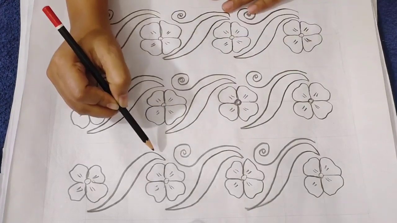 How to draw nakshi kantha design | Nokshi katha Design | নকশী কাথার ...