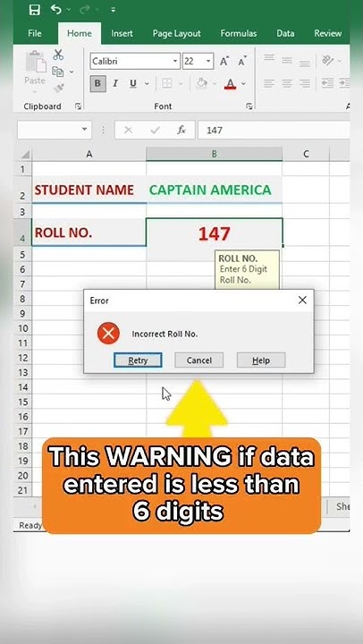 Input Message to a Cell in Excel | Data Validation #shorts #excel - YouTube