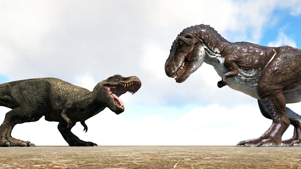 ZHUCHENGTYRANNUS vs. ARK DINOS | ARK Dino Battle 🦎 - YouTube