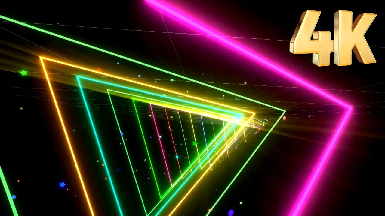 Glowing Neon Triangle Tunnel 4K Visuals Geometric Shapes VJ Loop ...