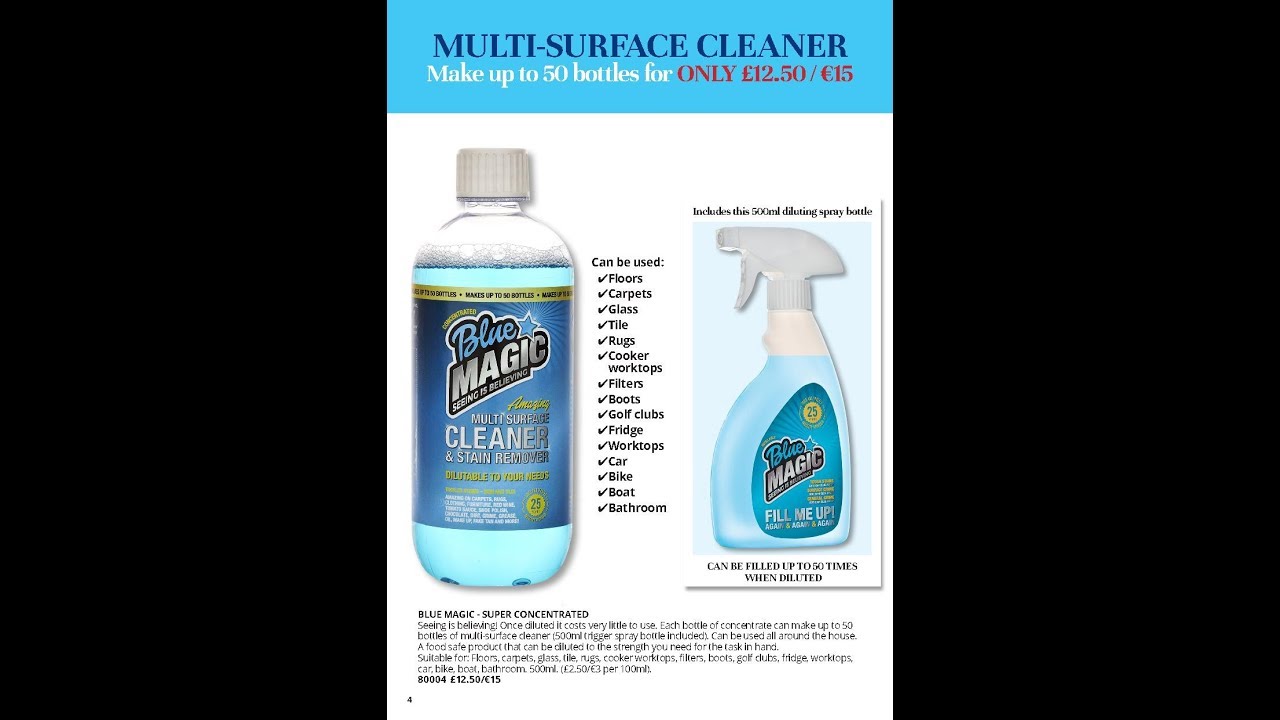Blue Magic Multi Surface Cleaner (Concentrated) - YouTube