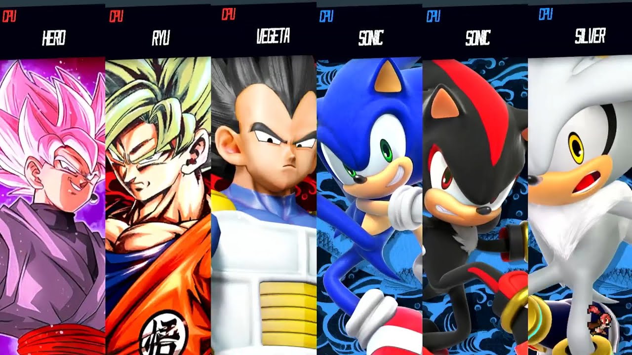 Sonic, Shadow & Silver Vs Goku, Black Goku, Vegeta - Super Smash Bros ...